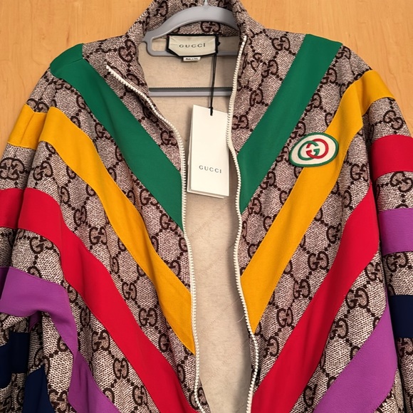 Gucci | Jackets & Coats | Gucci Technical Gg Rainbow Track Jacket ...